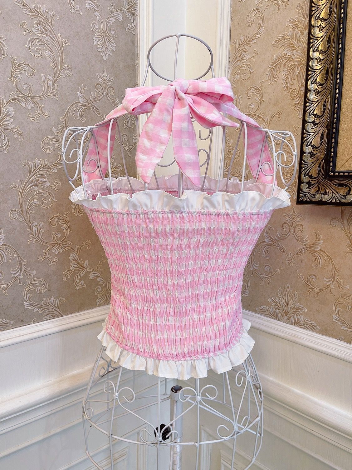pink check halter crop top | EverythingCuteClub