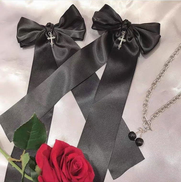 big satin ribbon hair pins | EverythingCuteClub