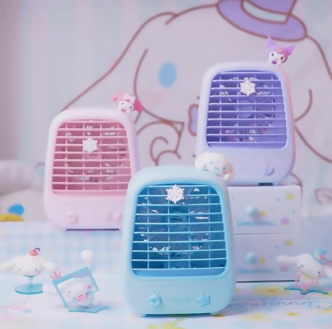 Cinnamoroll kuromi my melody air cooling USB desk mini fan+humidifier ...